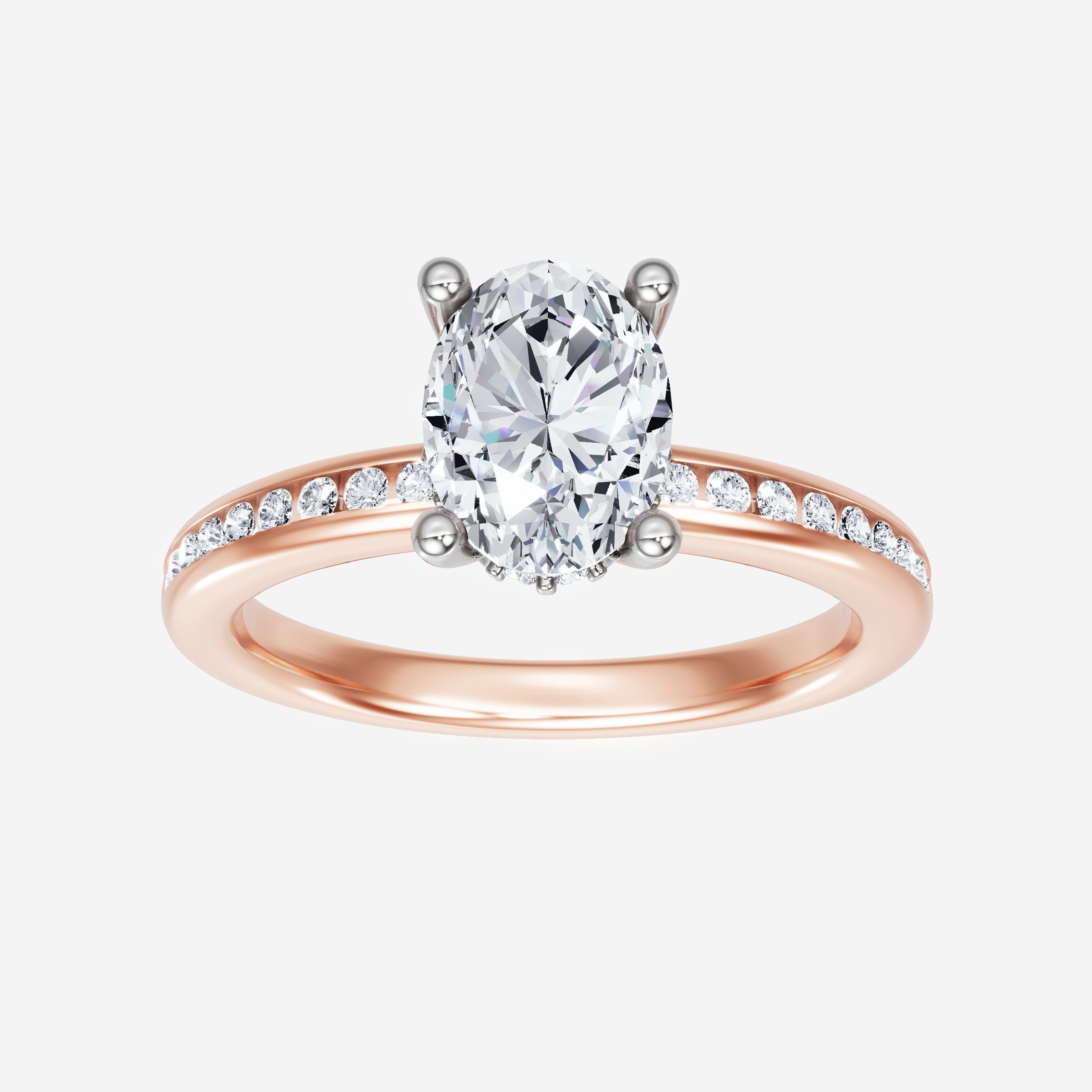 Oval Graceful Hidden Halo Ring – Shop QSE